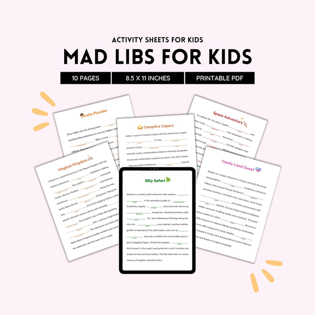 Mad Libs for Kids, Printable Mad Libs, Games for Kids, Instant Download ...