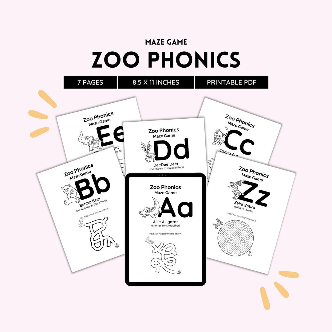 Zoo Phonics, Coloring Pages, Maze Game, Preschool Worksheets, Printable ...