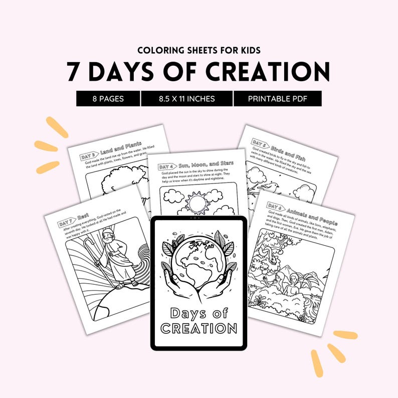 7 Days of Creation, Sunday School, Bible Activity, in the Beginning ...