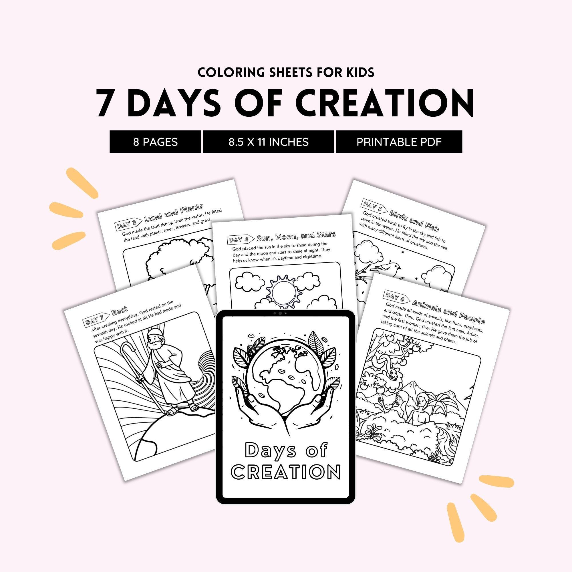 7 Days of Creation, Sunday School, Bible Activity, in the Beginning ...