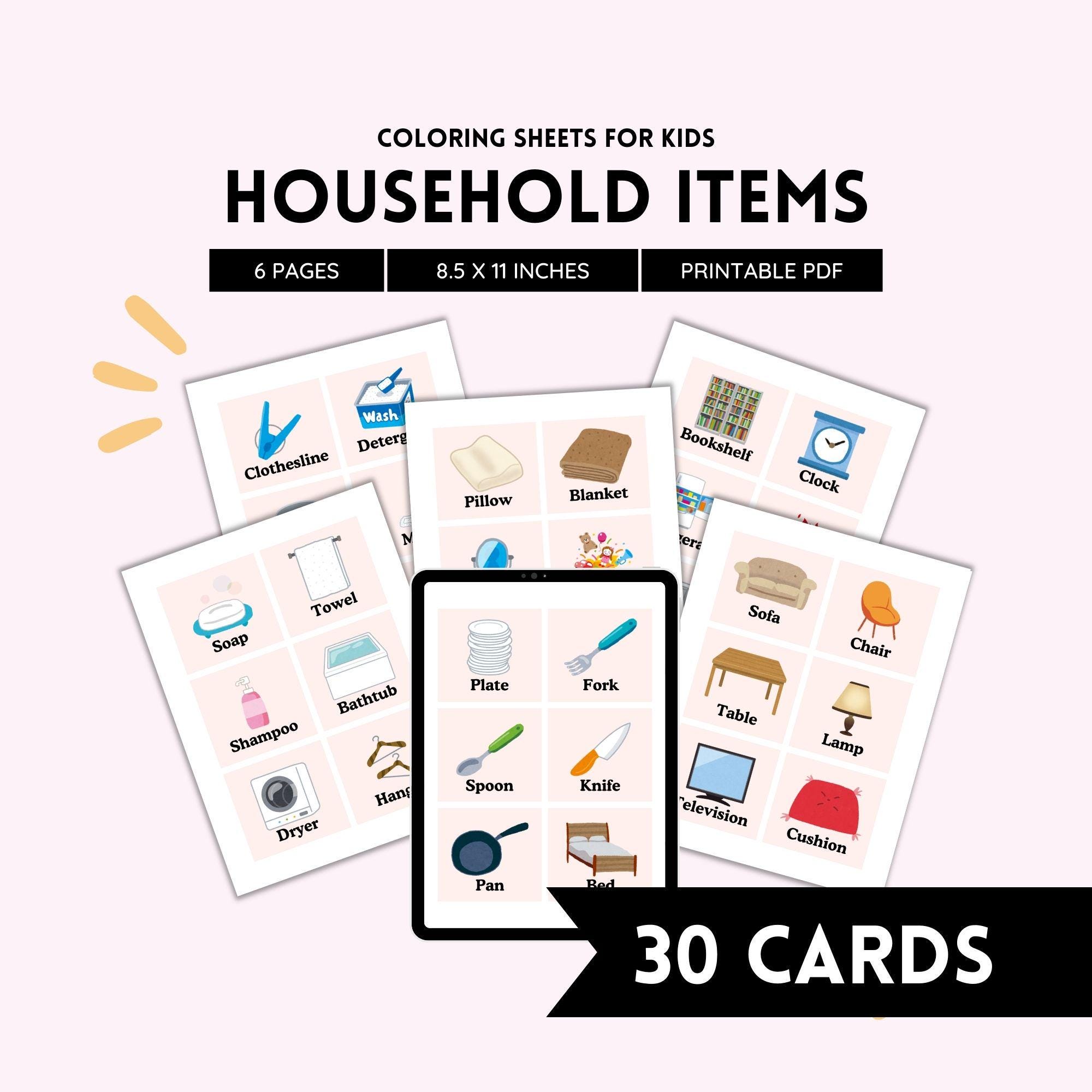 Household Items, Flash Cards, Home Items, Visual Cards, Toddler Cards ...
