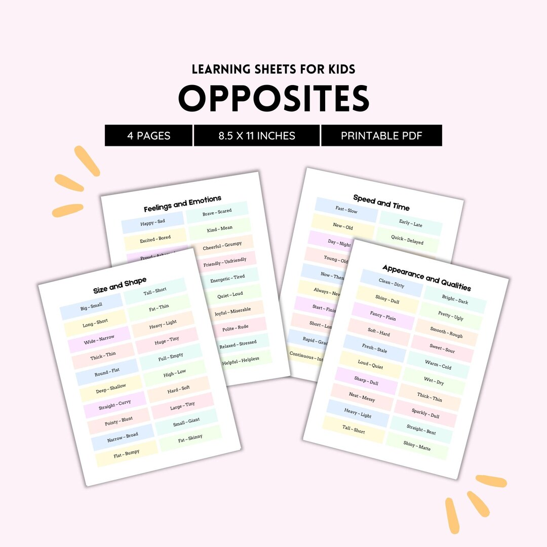 Opposites, Learning Opposites, Opposites Flashcards, Opposite Words ...