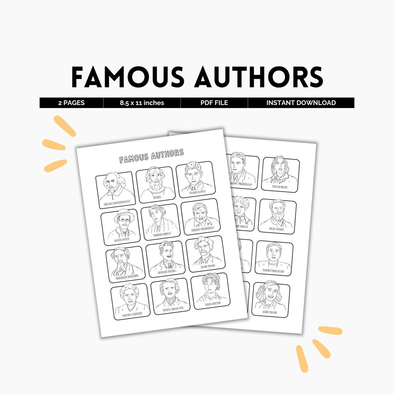 Famous Authors, Coloring Pages, American Literature, Coloring Pages for ...
