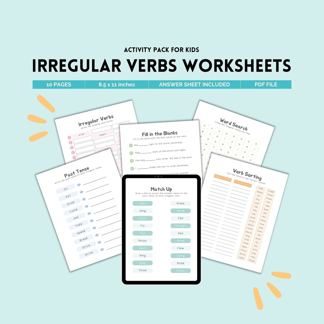 Irregular Verbs, Language Learning, Worksheets for Kids, Student ...