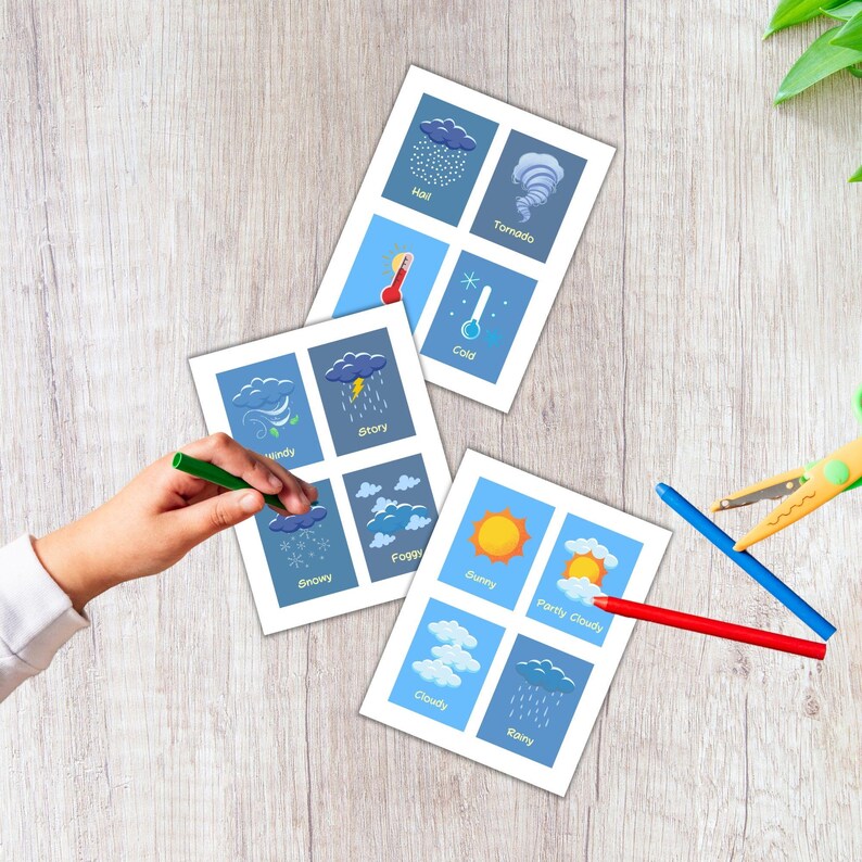 Weather Flashcards, Weather Cards, Flashcards for Kids, Educational ...