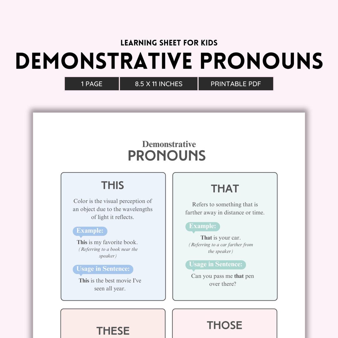 Demonstrative Pronouns, 1st Grade, Parts of Speech, Language Learn ...