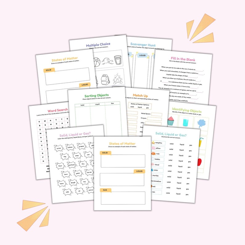 States of Matter, Physical Science, Phases of Matter, Science Worksheet ...