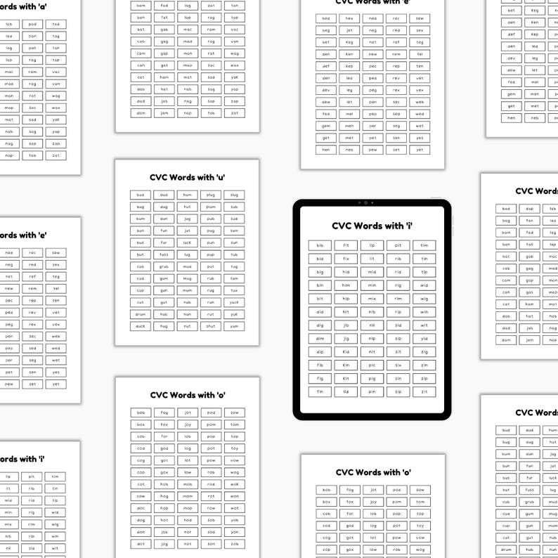 CVC Words, CVC Words List, Sight Words, Ccv Montessori, Preschool ...