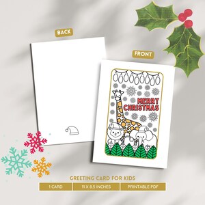 Safari Animals, Christmas Card, Coloring Card, Safari Christmas ...