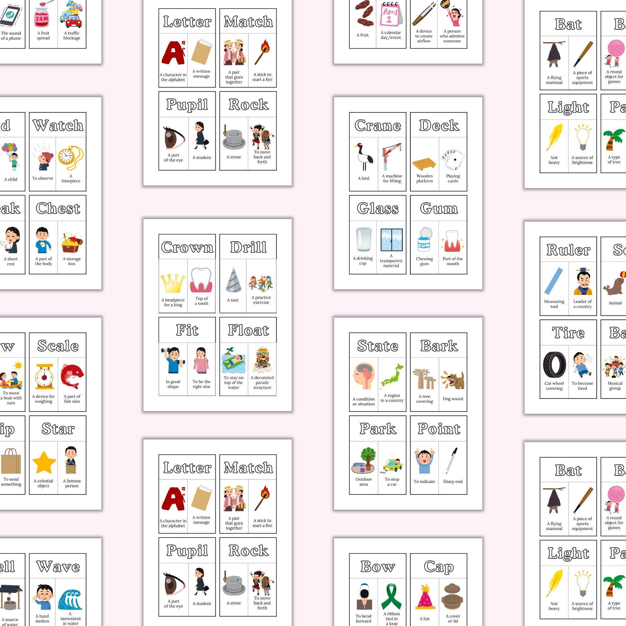 Homonyms, Picture Flash Cards, English Teacher, Home School, Homonym ...