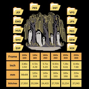 Haunted Forest Embroidery Design - Spooky Halloween, Ghostly Trees, PES ...