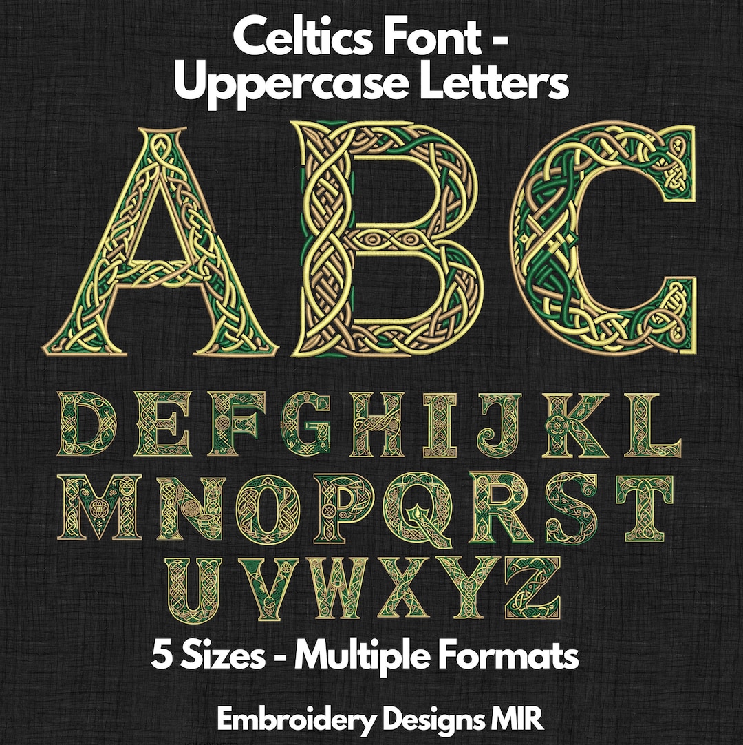 Celtic Font Embroidery Design: Uppercase Letters (PES, DST) - Etsy