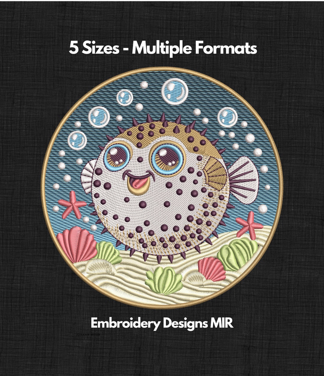 Whimsical Pufferfish Embroidery Design - Ocean Life, Sea Creature,sea ...