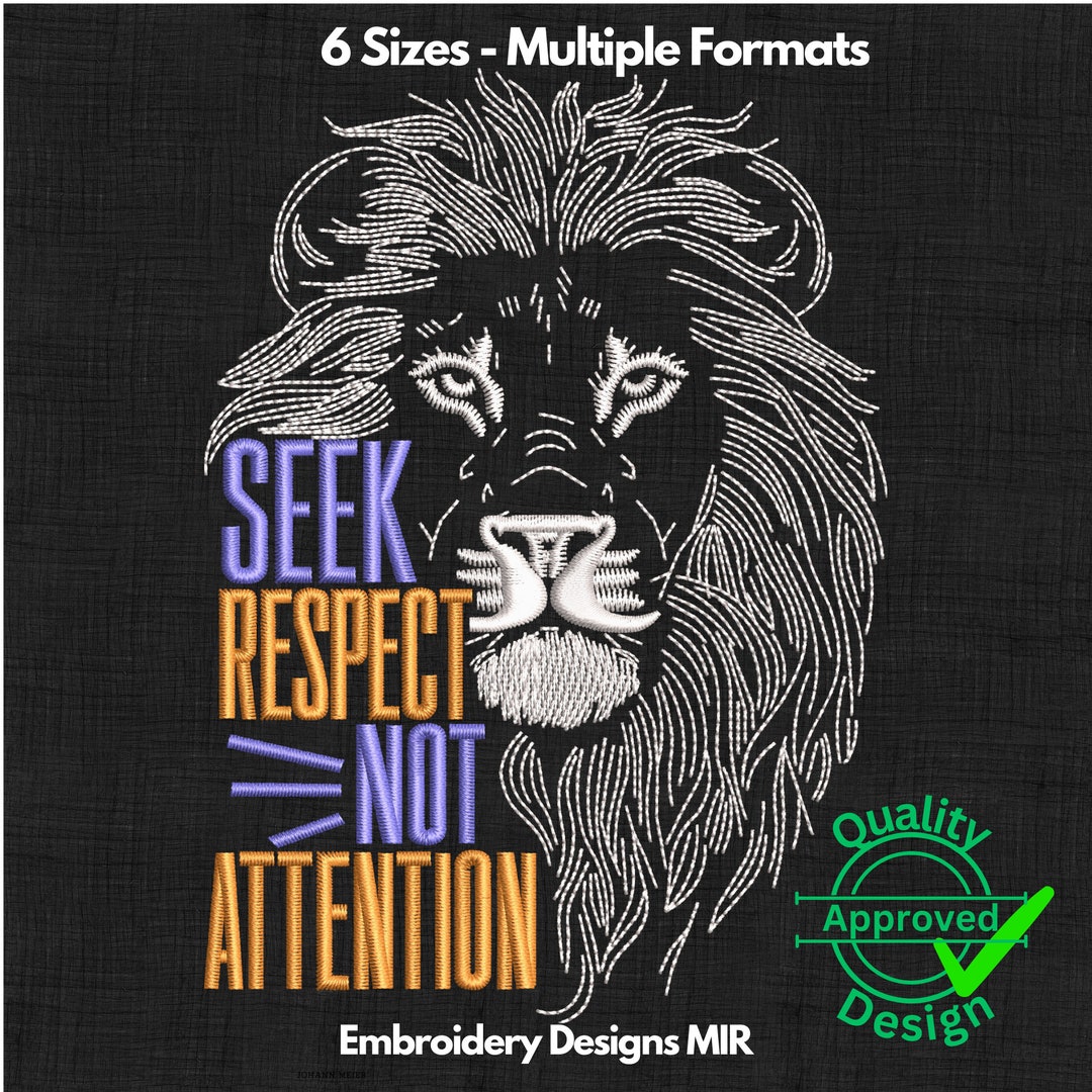 Lion Embroidery Design - Inspirational Embroidery, Motivation, Respect ...