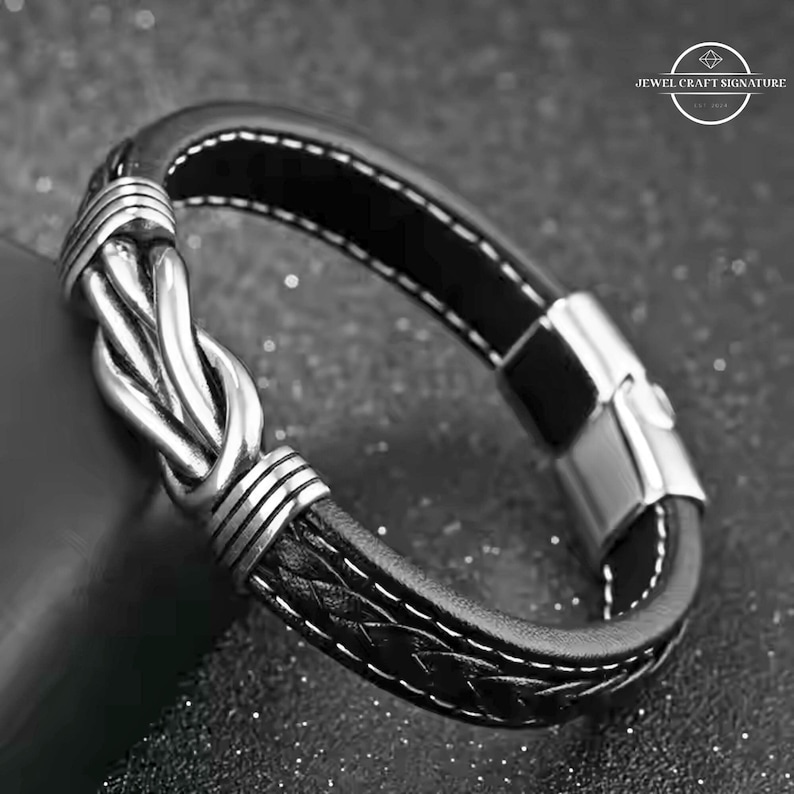 Custom Infinity Knot Leather Bracelet, Engraved Braided Bracelet ...