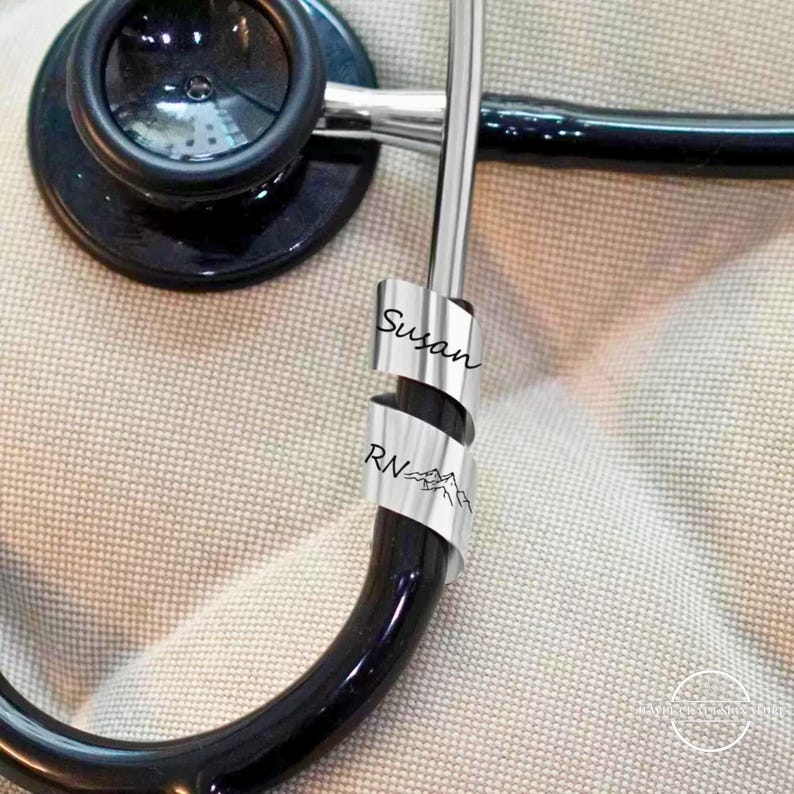 Custom Stethoscope Name ID Tag, Personalized Pattern Stethoscope Charm ...