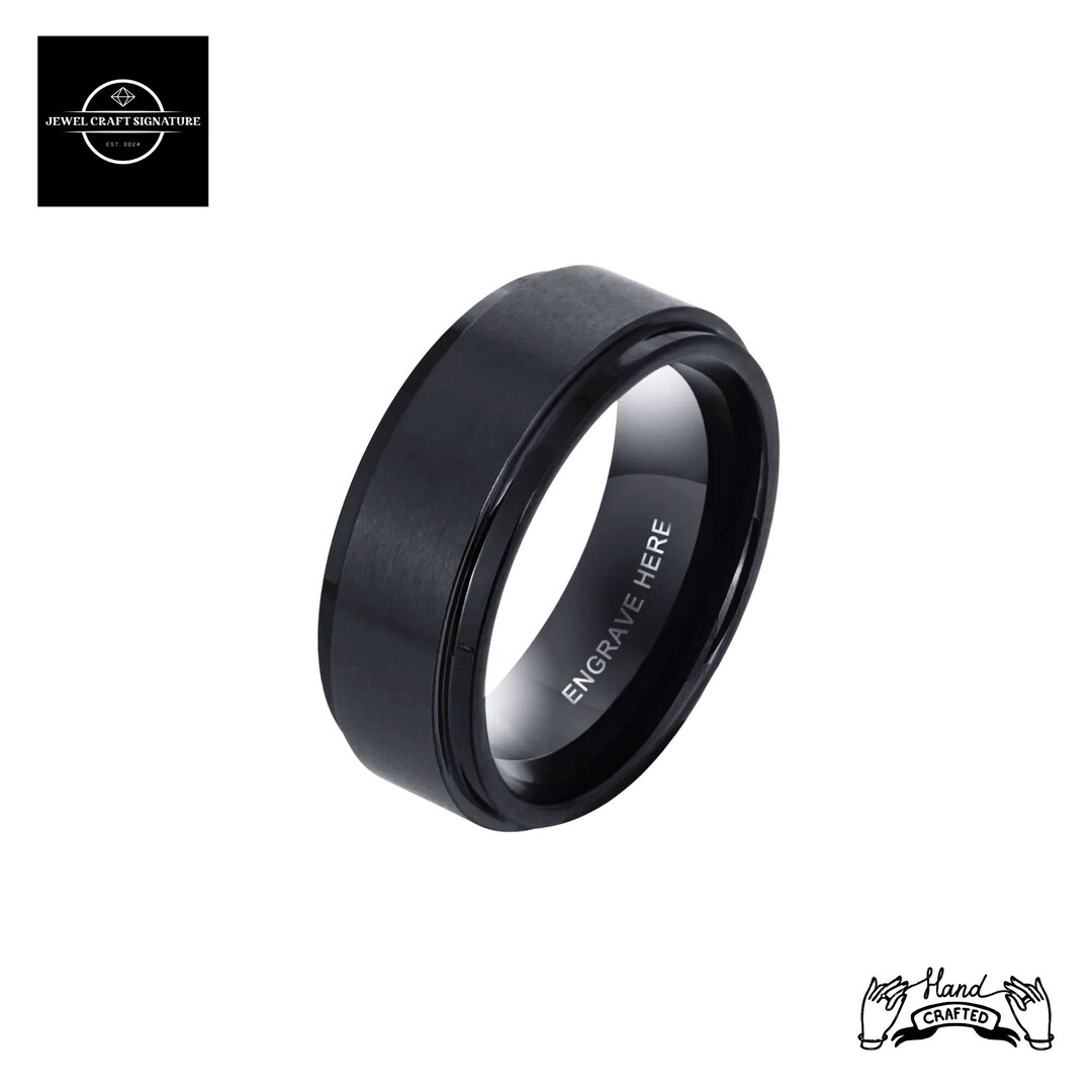 Personalized Engrave Name Rings for Men, Customized Black Stainless ...