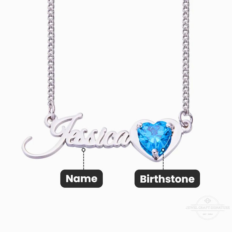 Custom Heart Birthstone Necklace, Personalized Brass/sterling ...