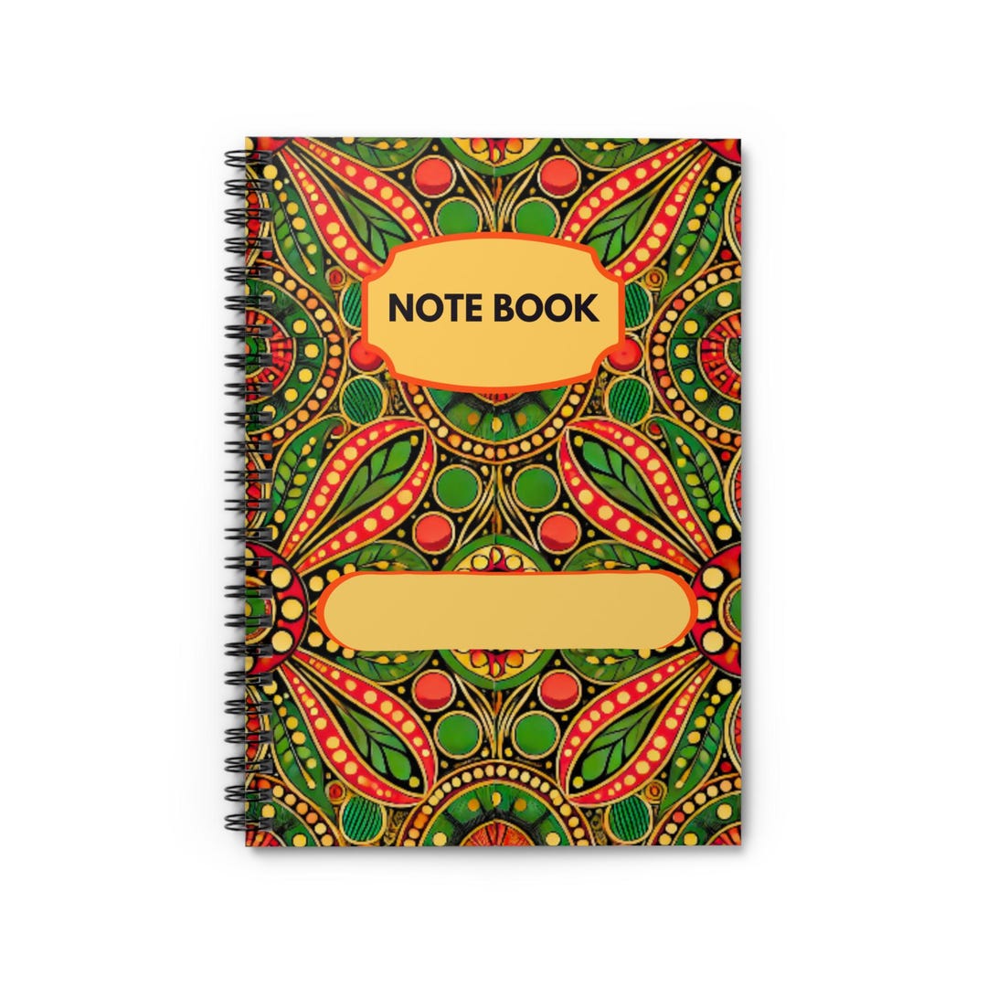 Spiral Notebook Green Orange African Tribal Print Note Book, Ruled Line ...