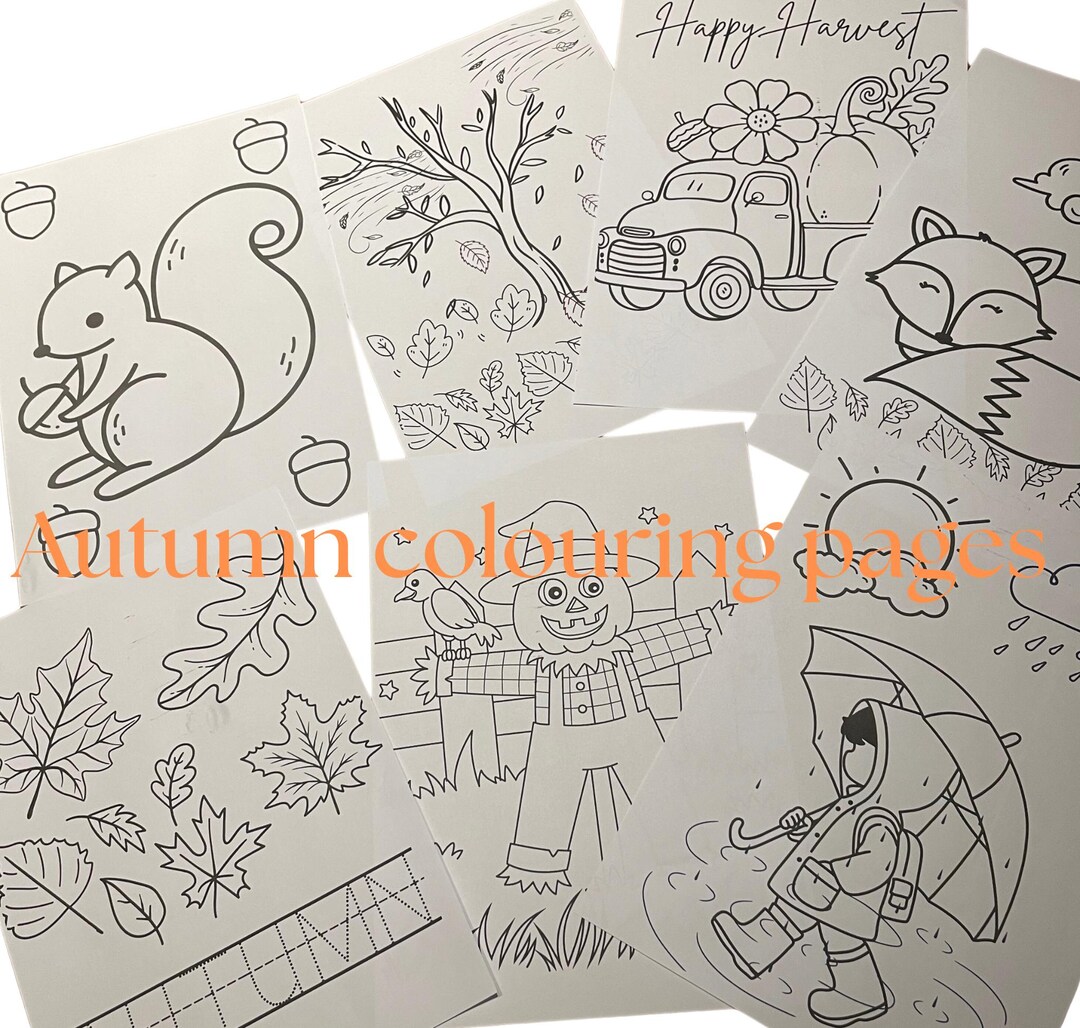 Autumn / Fall Colouring Pages - Etsy