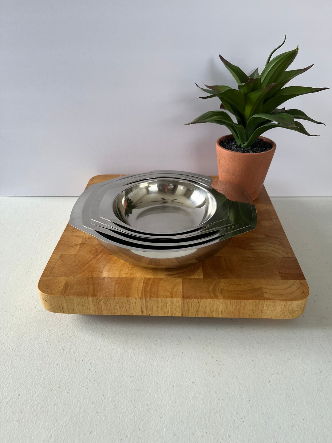 Vintage Stainless Inox Nesting Bowls With Handles Set of 5 | MCM ...