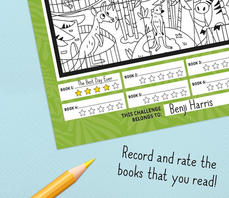 Jungle Animals Reading Chart Reading Tracker: Kids Colouring Activity ...
