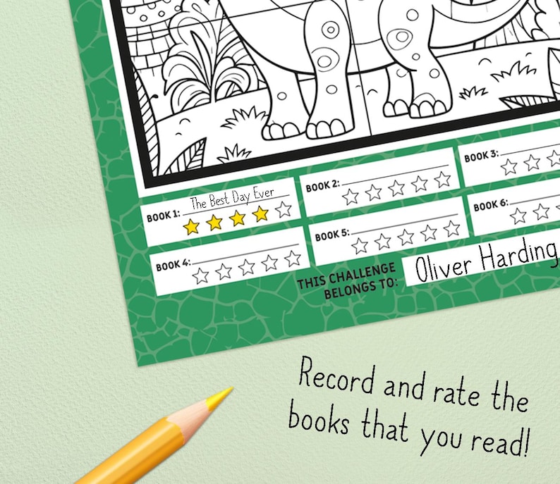 Dinosaurs Reading Chart Reading Tracker: Kids Colouring Activity Sheet ...