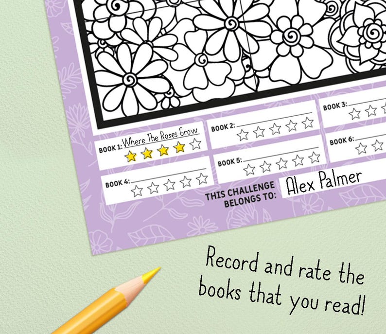 Flowers Reading Chart Reading Tracker: Kids Colouring Activity Sheet ...