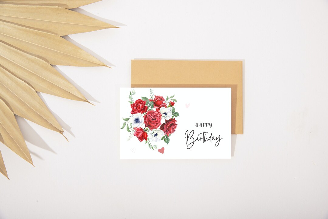 Printable Birthday Card, Instant Download, Digital Greeting Card, Happy ...