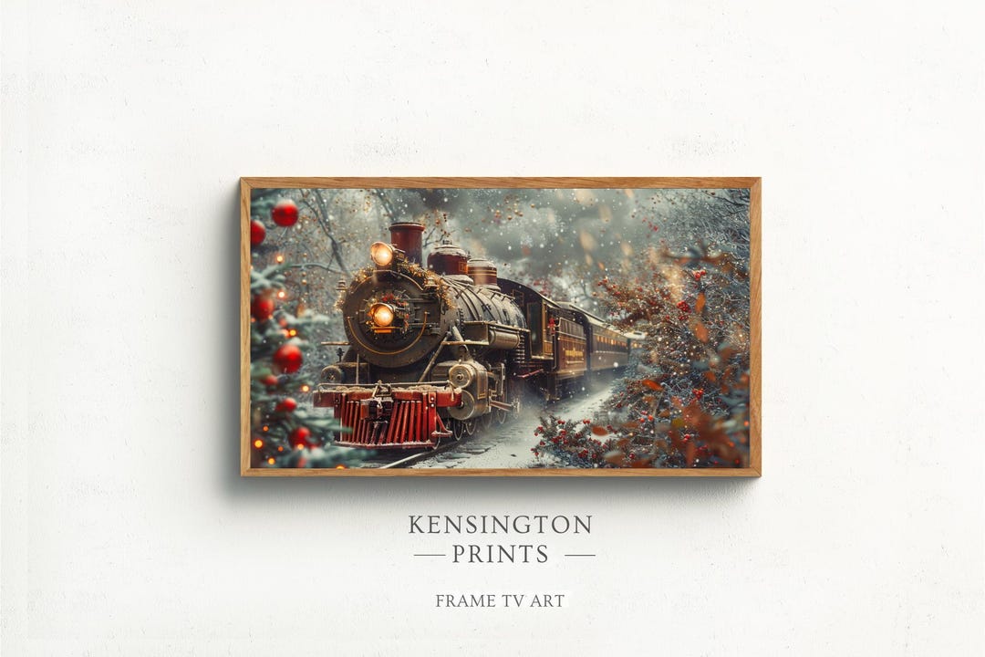 Vintage Christmas Samsung Frame TV Art, Christmas Train, Red Christmas ...