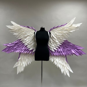 Emily Wings, White, Purple Angel Wings Costume With 6 Wings, Hazbin ...