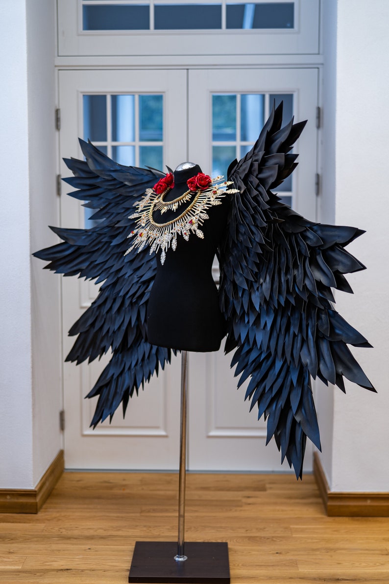 Black Angel Wings Costume With Six Wings, Seraphim Angel, Halloween ...