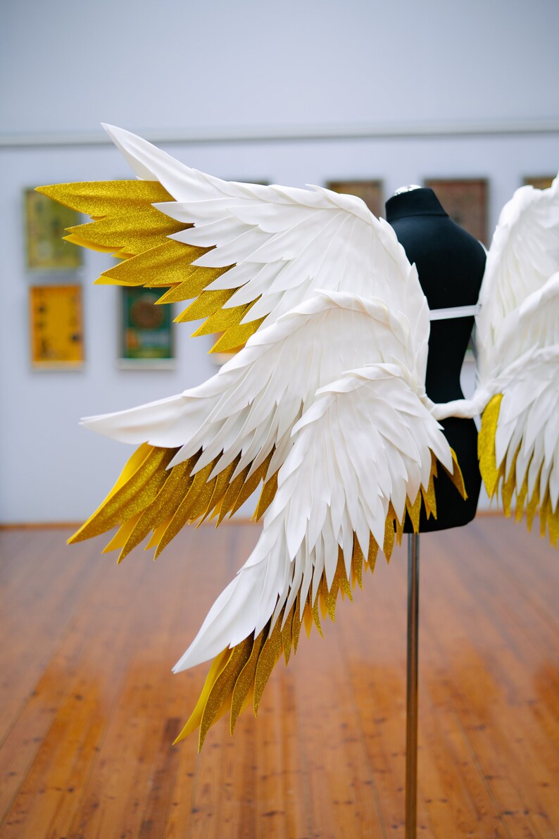 Seraphim Angel, White, Gold Angel Wings Costume With 6 Wings, Cosplay ...