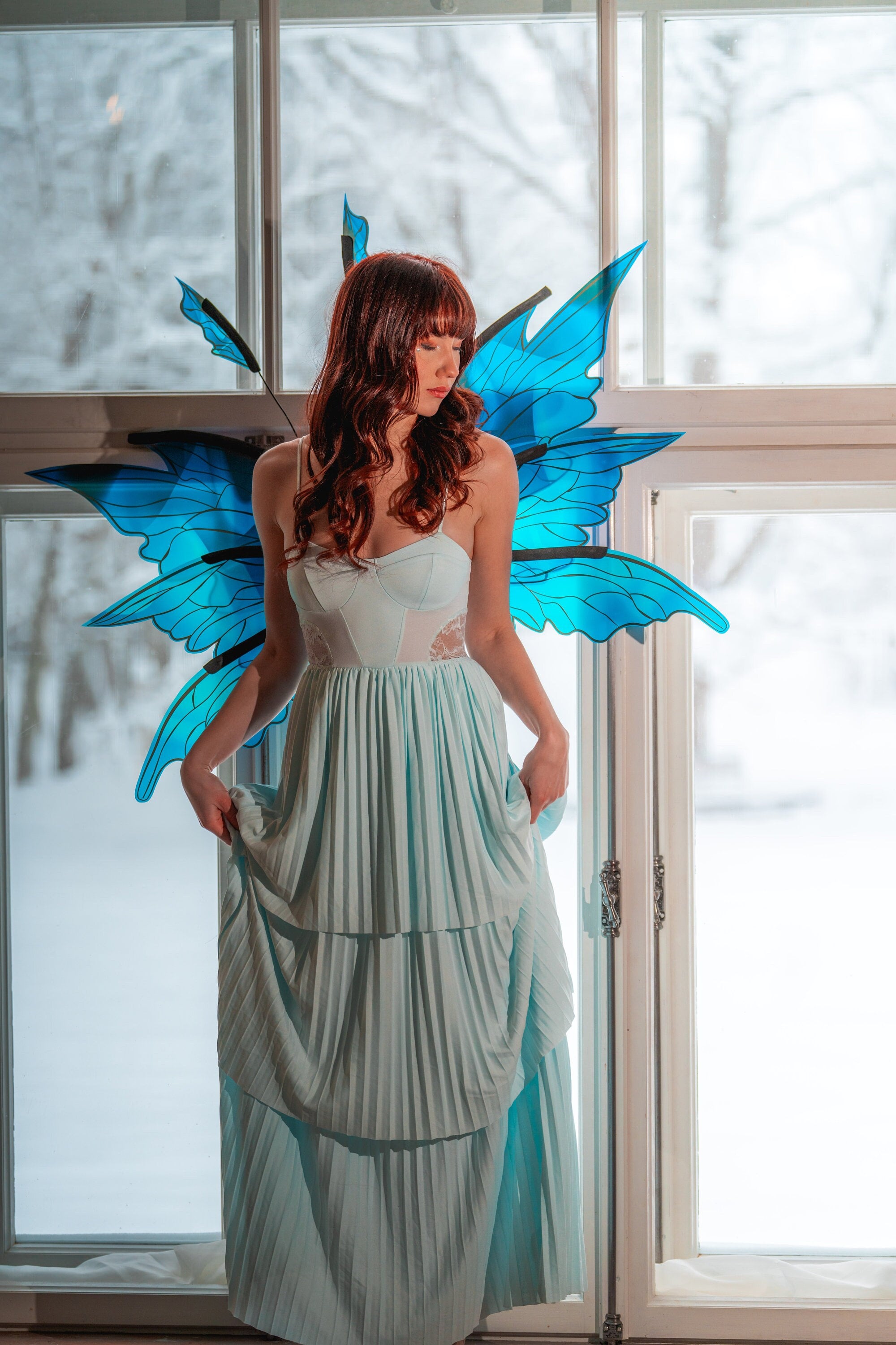 Blue Fairy Wings Costume, Transparent Wings, Elf Wings, Cosplay Costume ...