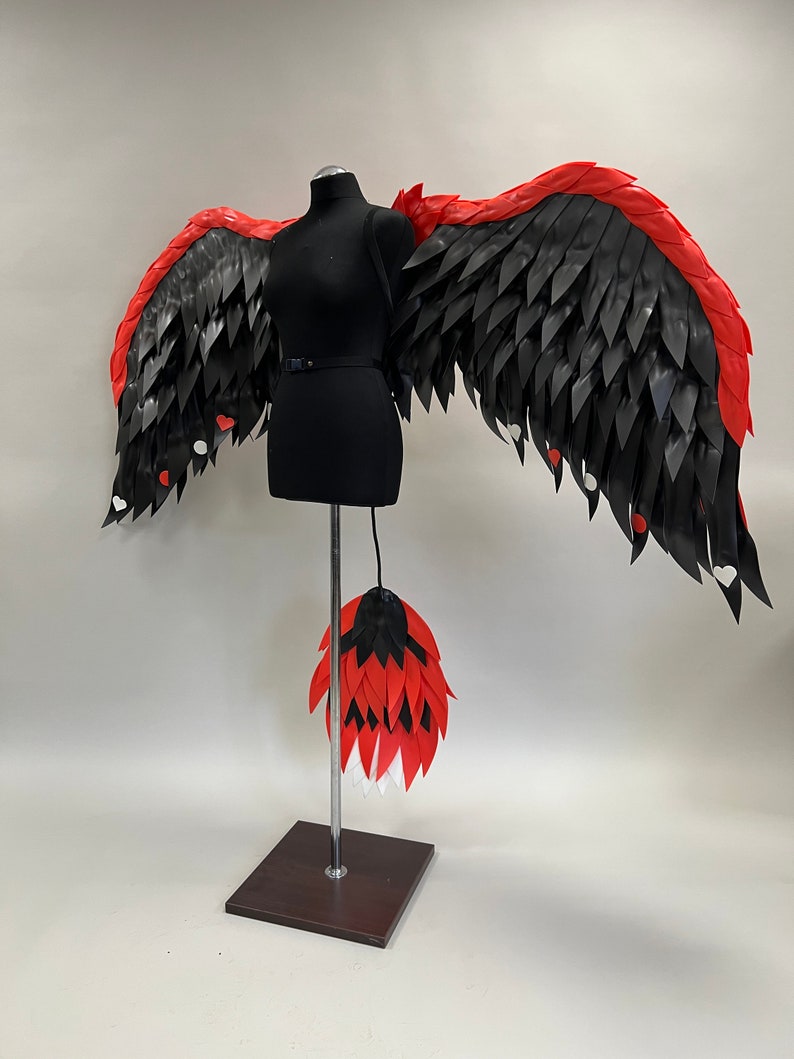 Husk Wings Hazbin Hotel Cosplay - Black Red Articulated Angel Wings ...