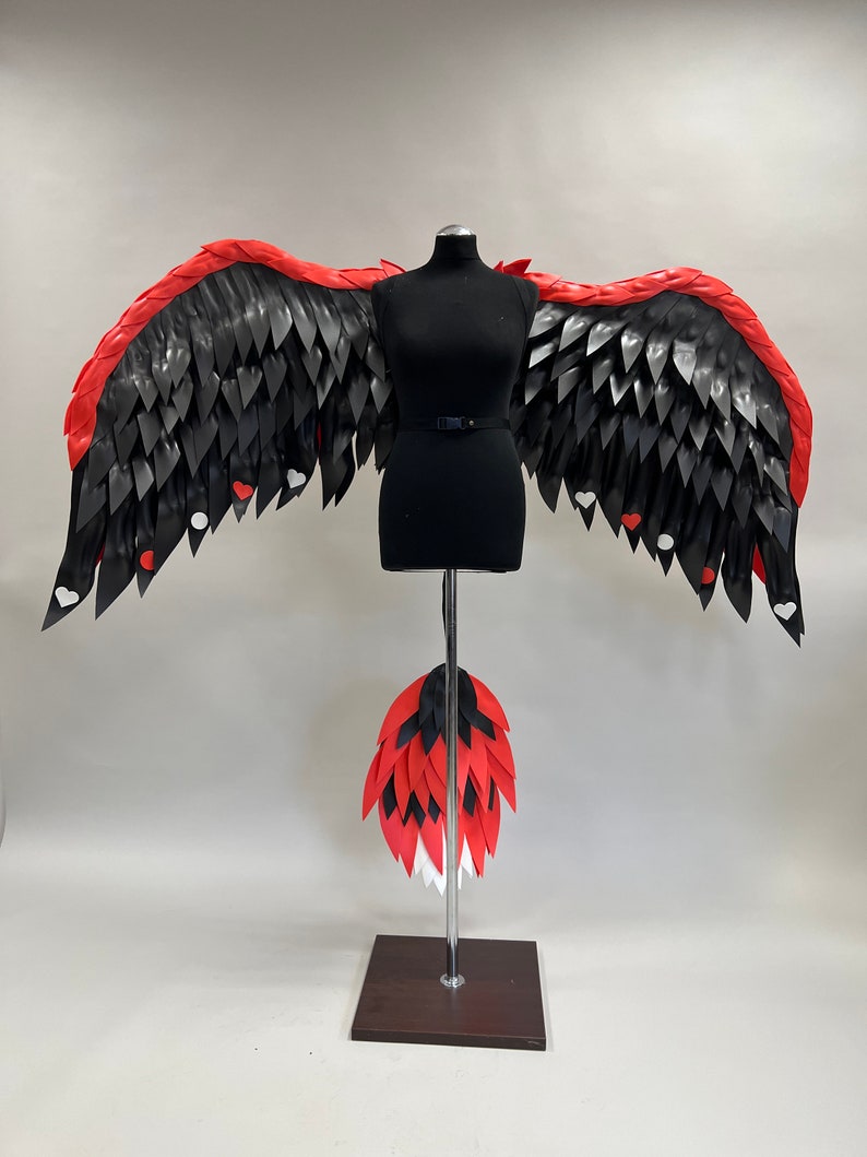 Husk Wings Hazbin Hotel Cosplay - Black Red Articulated Angel Wings ...