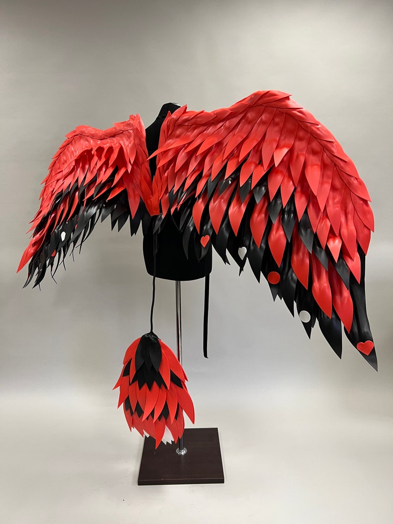 Husk Wings Hazbin Hotel Cosplay - Black Red Articulated Angel Wings ...