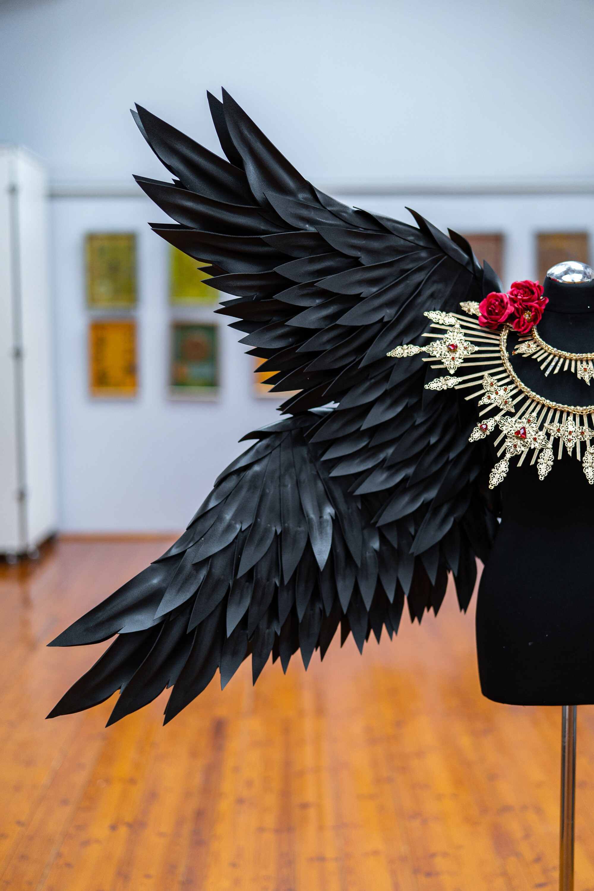 Black Angel Wings Costume With Four Wings, Halloween Costume, Cosplay ...