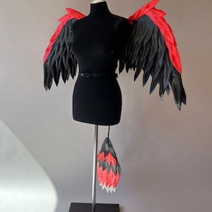 Husk Wings and Tail, Black, Red Costume,small Design, Hazbin Hotel ...