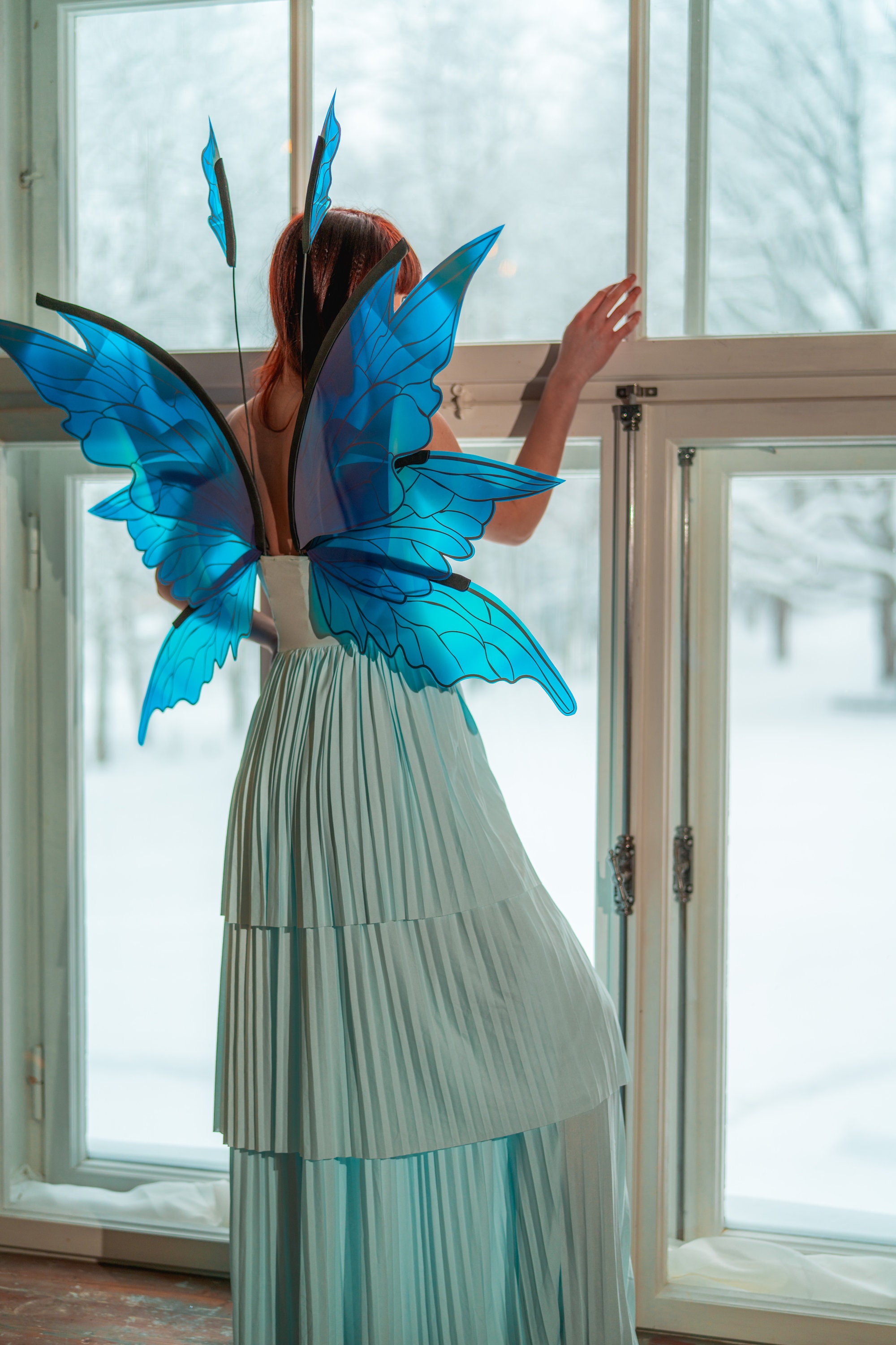 Blue Fairy Wings Costume, Transparent Wings, Elf Wings, Cosplay Costume ...