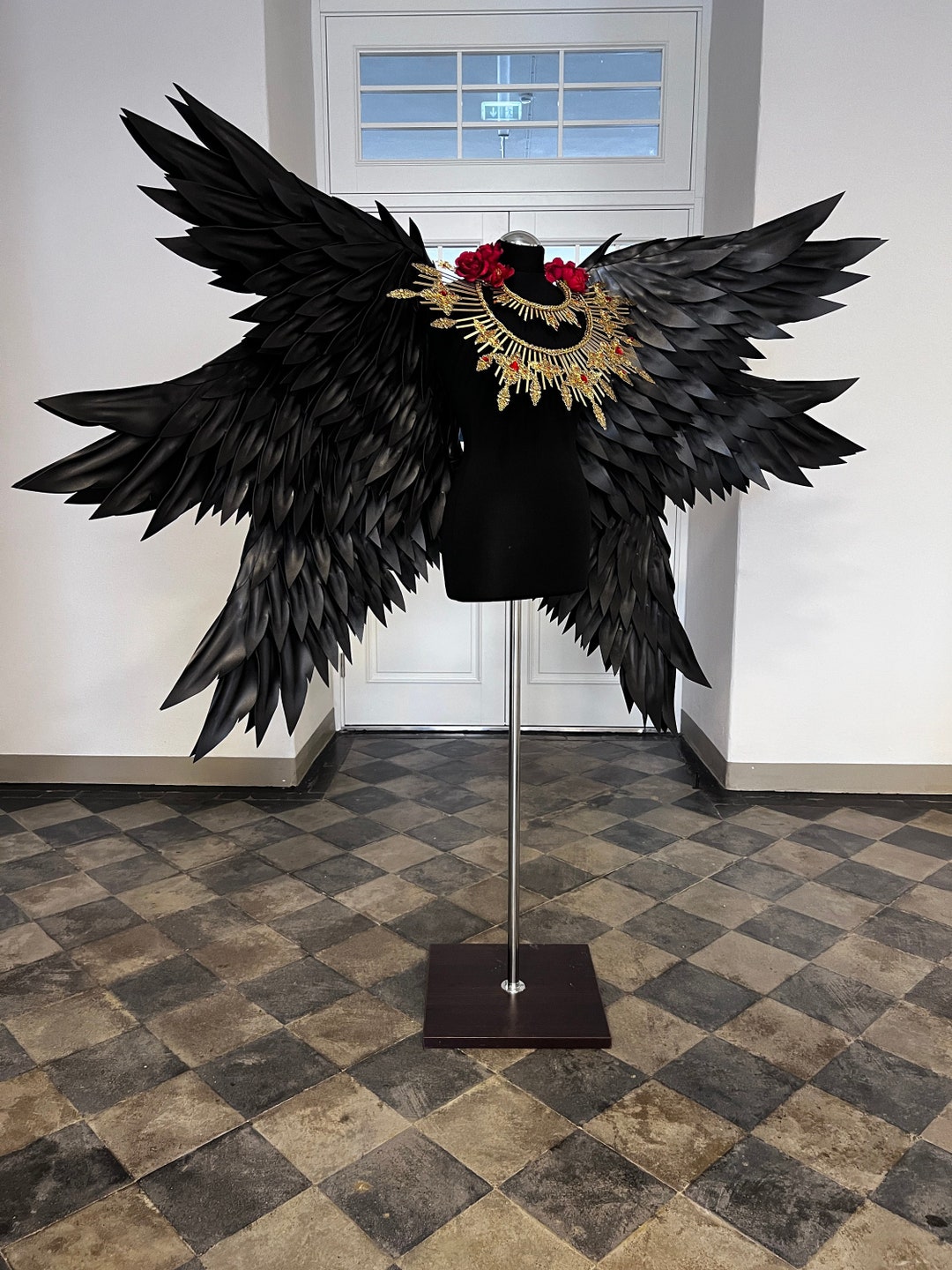 Disfraz de alas de ángel negro con seis alas, disfraz de Halloween ...