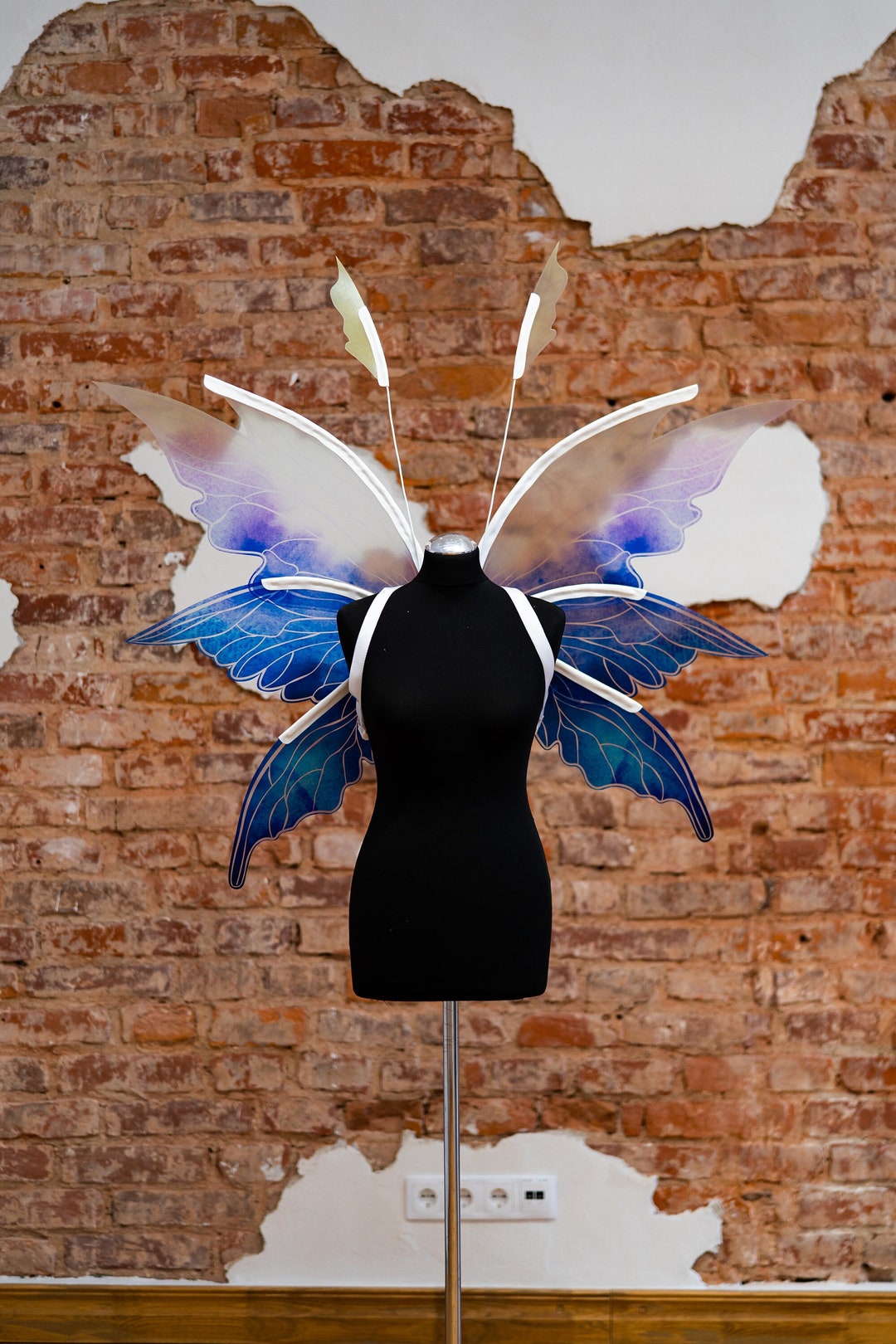 Blue, White Fairy Wings Costume, Transparent Wings, Halloween Costume ...