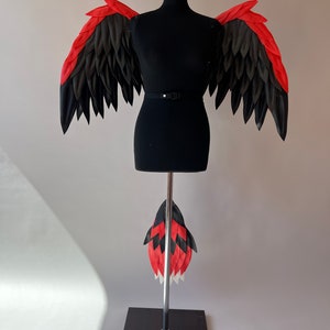 Husk Wings and Tail, Black, Red Costume,small Design, Hazbin Hotel ...