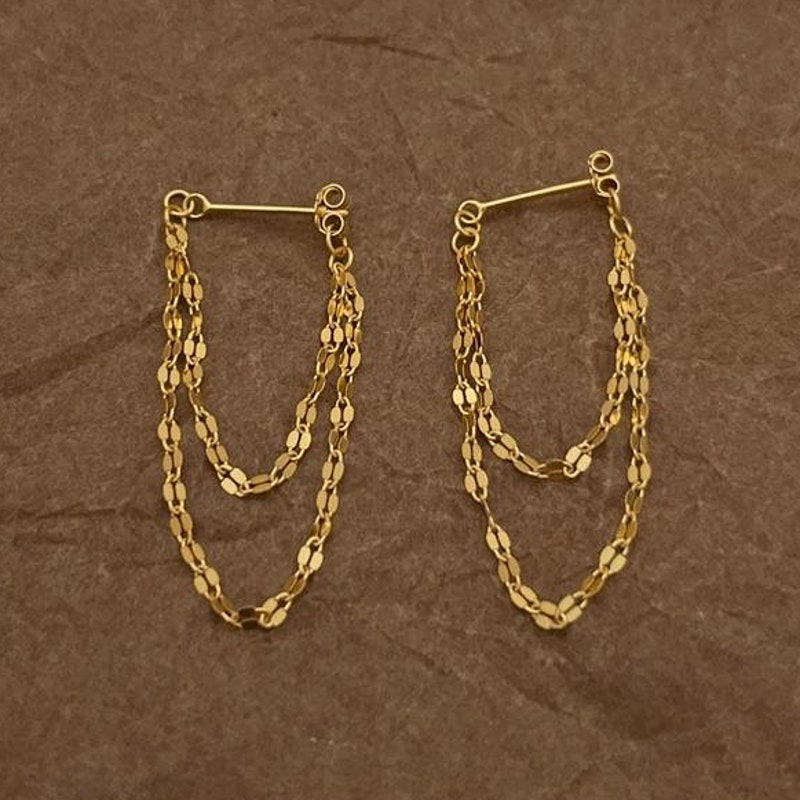 Gold Chain Earrings - Etsy
