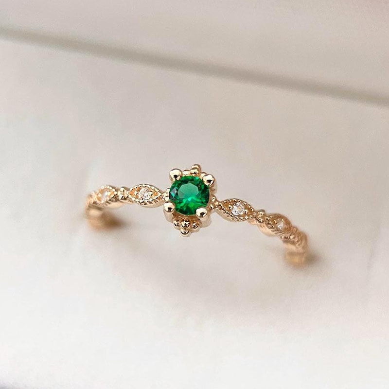 Emerald Stacking Ring - Etsy