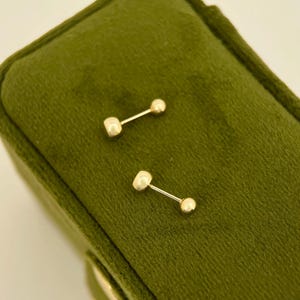 14K Solid Gold Small Flat Ball Stud Earrings, 4mm 5mm Minimalist Dainty Screw Backs Ball Stud ...
