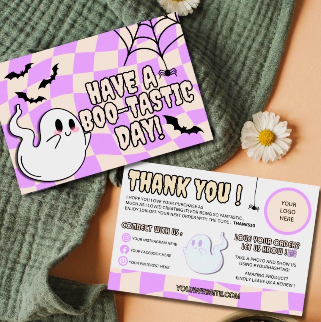 Retro Spooky Thank You Card Canva Template, Editable Business Thank You ...