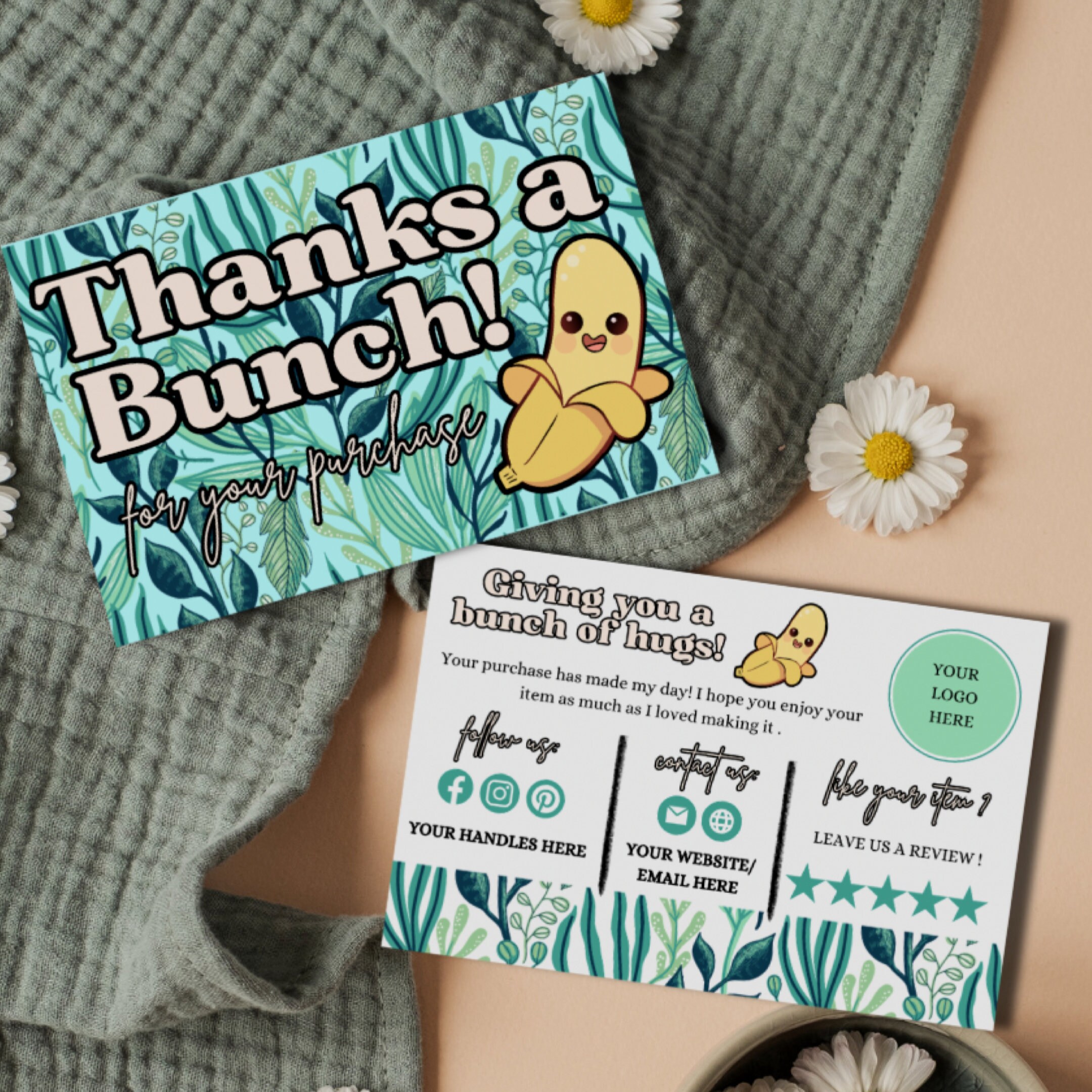 Kawaii Business Thank You Card Editable, Modern Printable Thanks for ...