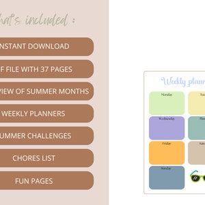 Printable Summer Planner for Kids Monthly Planning, Weekly Planning ...
