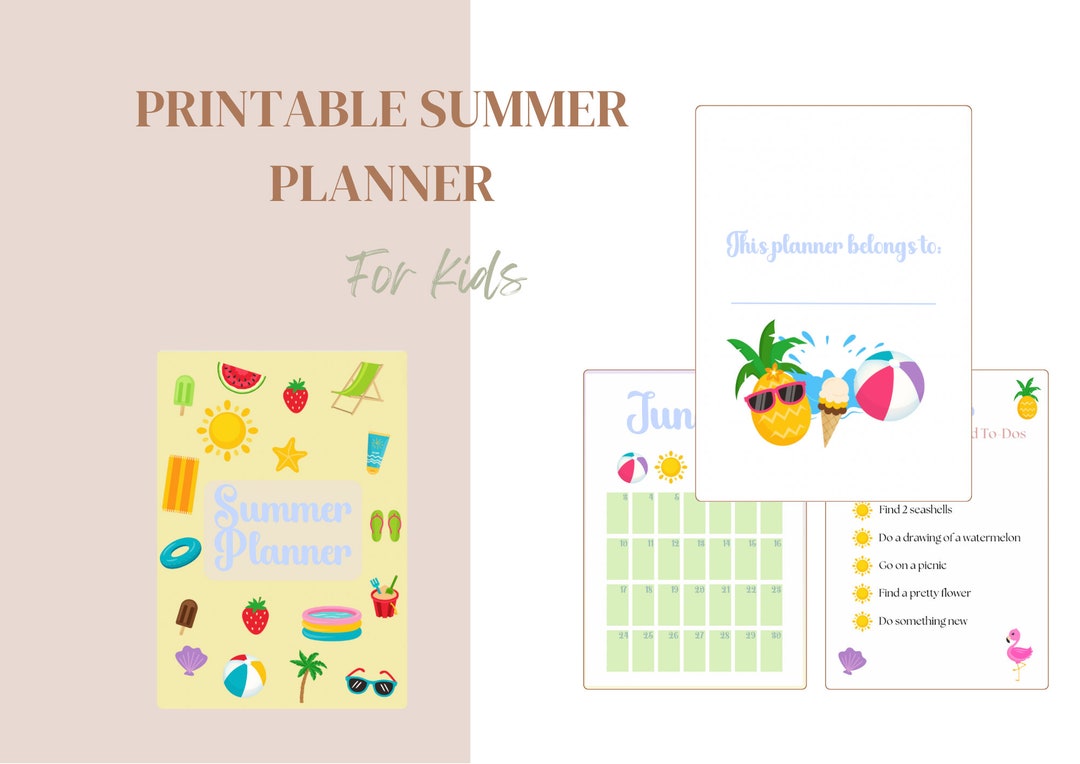 Printable Summer Planner for Kids Monthly Planning, Weekly Planning ...